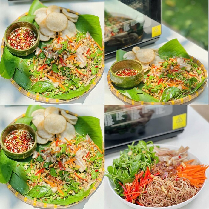 Tai heo trộn với thứ rau dại, ăn kèm phồng tôm ngon hết sảy - Công thức ...